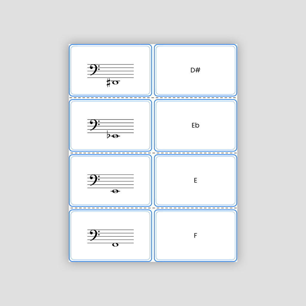 Bass Clef Notes PDF Flashcards – Hello Music Theory