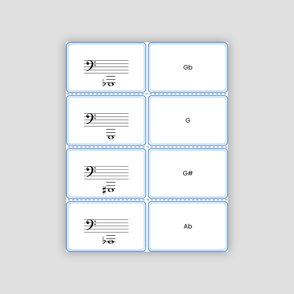 Bass Clef Notes PDF Flashcards – Hello Music Theory